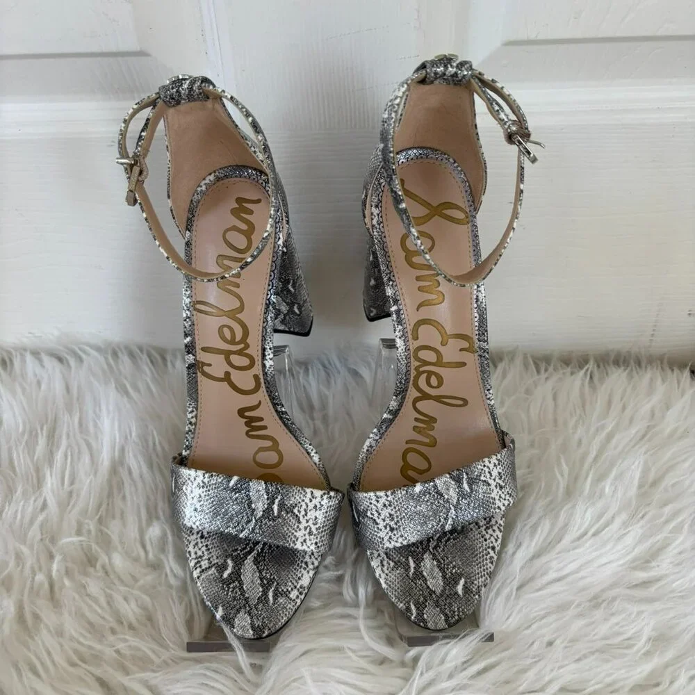 Sam Edelman | Shoes | Nwob Sam Edelmans Yaro Silver Snake Print Open ...